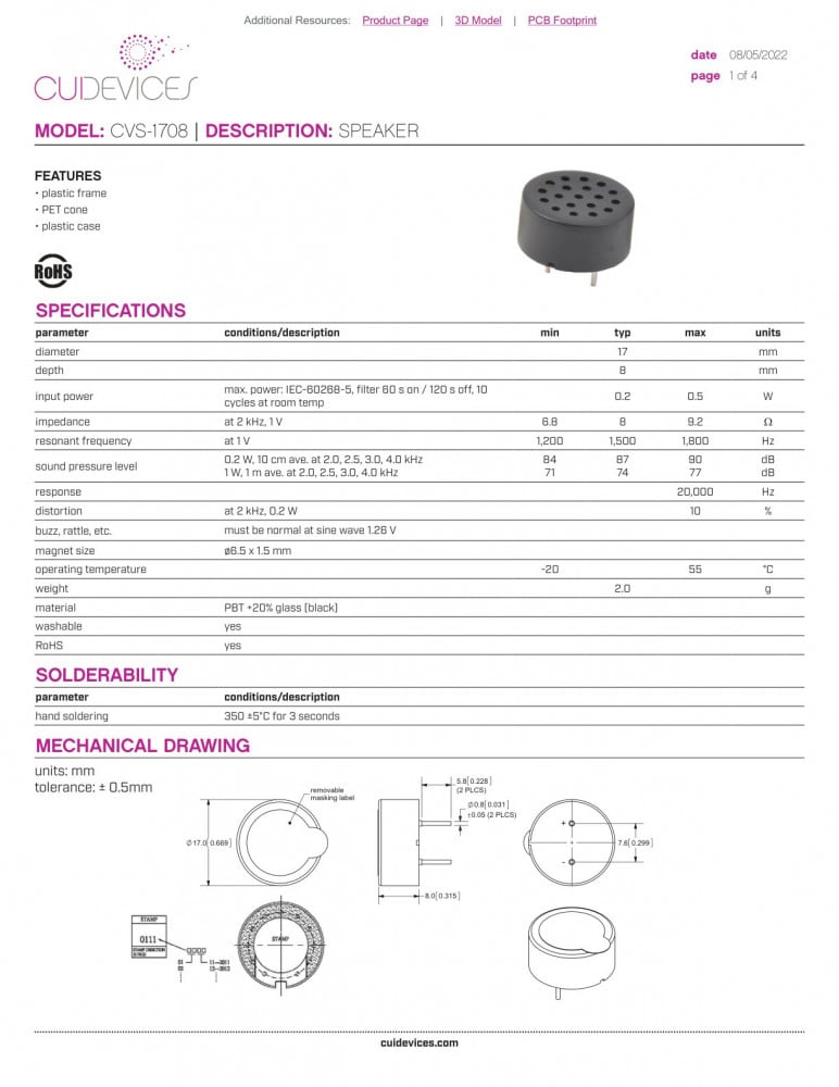 CVS-1708 technical document page 1