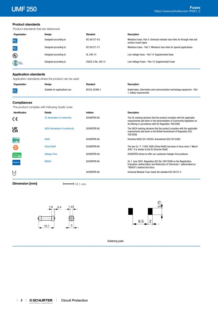 SCHURTER 3405.0163.24 datasheet page 2
