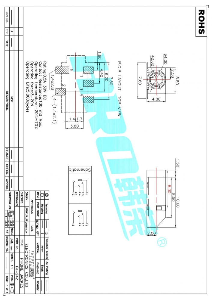 PJ-242 technical drawing page 1
