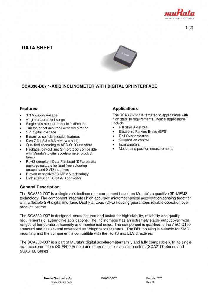 SCA830-D07-1 product document page 1