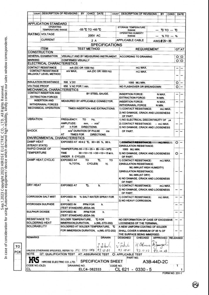 HRS A3B-44D-2C specification sheet