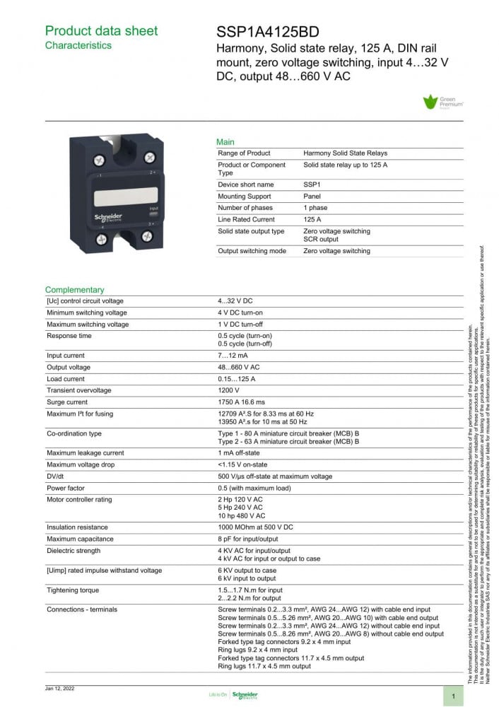 SSP1A4125BD technical document page 1