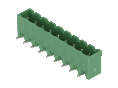 5.08mm Pitch Eurostyle Right-Angle PCB Header, Green Housing, 11 Circuits