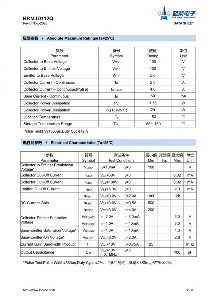 BRMJD112Q datasheet page 2