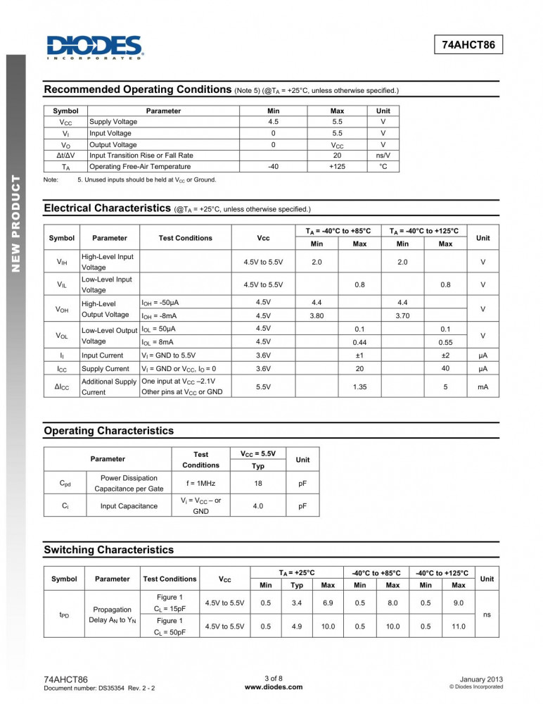 74AHCT86T14-13 datasheet page 3