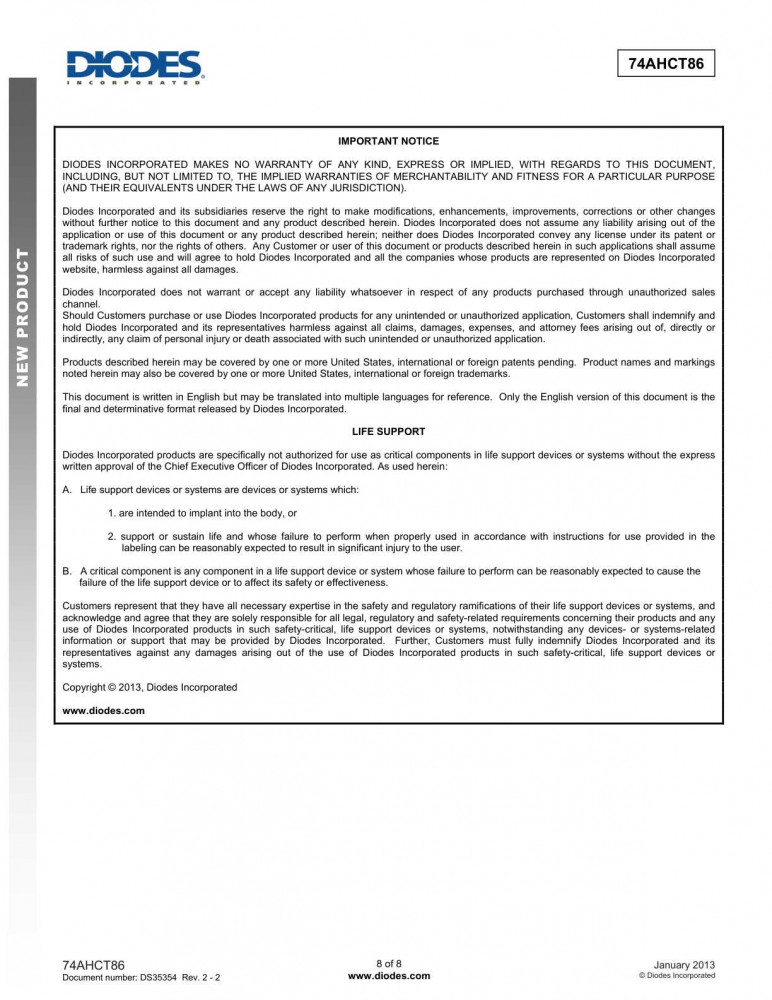 74AHCT86T14-13 datasheet page 8