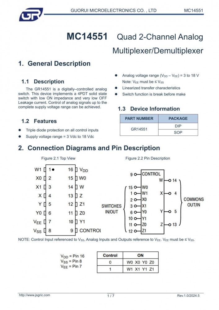 MC14551 datasheet page 1