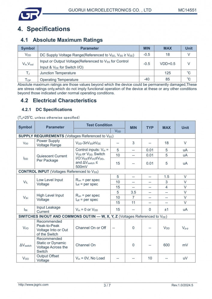 MC14551 datasheet page 3