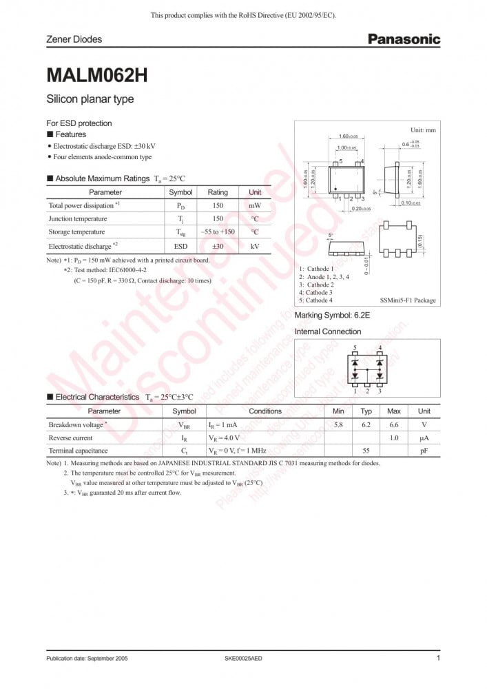 MALM062H0L technical document page 1