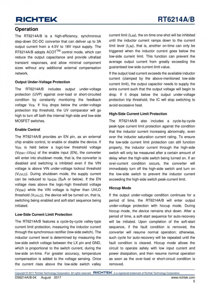 RT6214A datasheet page 5