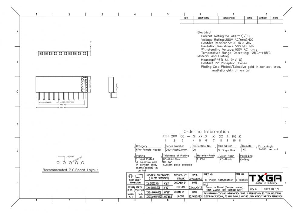 TXGA FFH20006 drawing page 1
