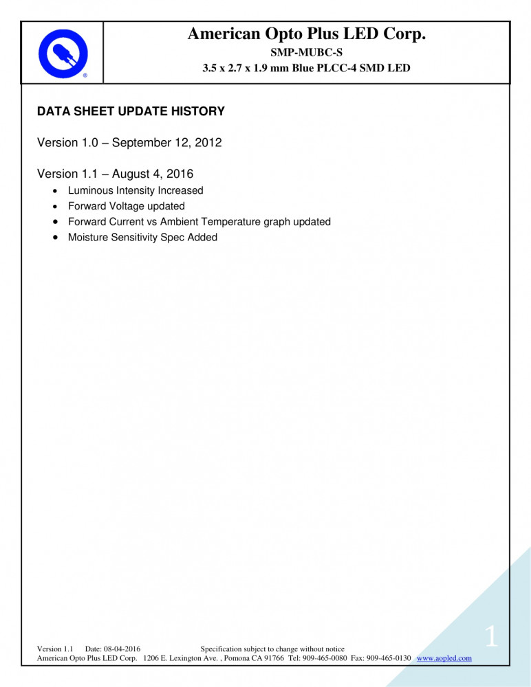 SMP-MUBC-S datasheet page 1