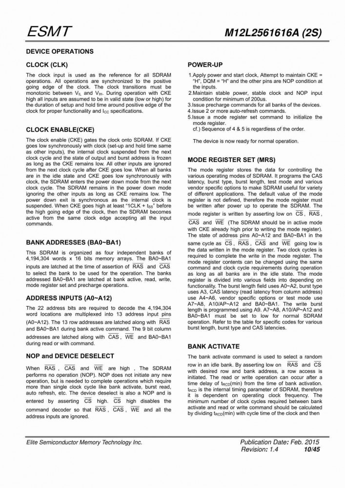 M12L2561616A datasheet page 10