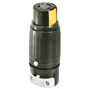 Locking Devices, Industrial, Female Connector Body, 50A 250V DC/600V AC, 3-Pole 4-Wire Grounding, Non-NEMA, Screw Terminal, Black and White for sale