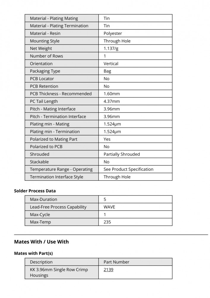 Technical document page 3 for MOLEX 26481041