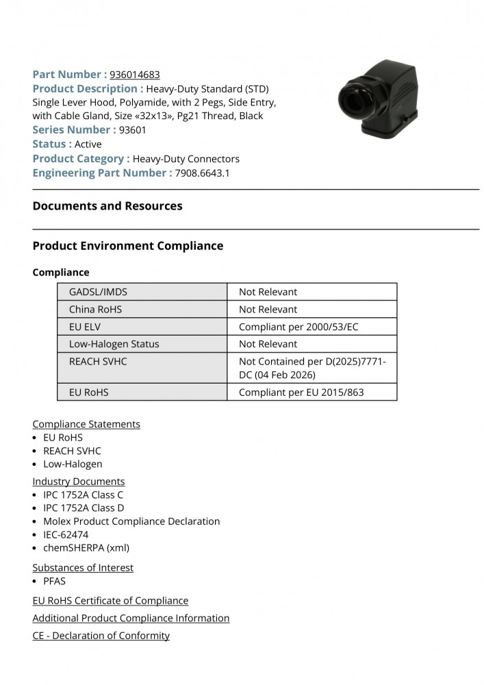 MOLEX 936014683 product document image, page 1