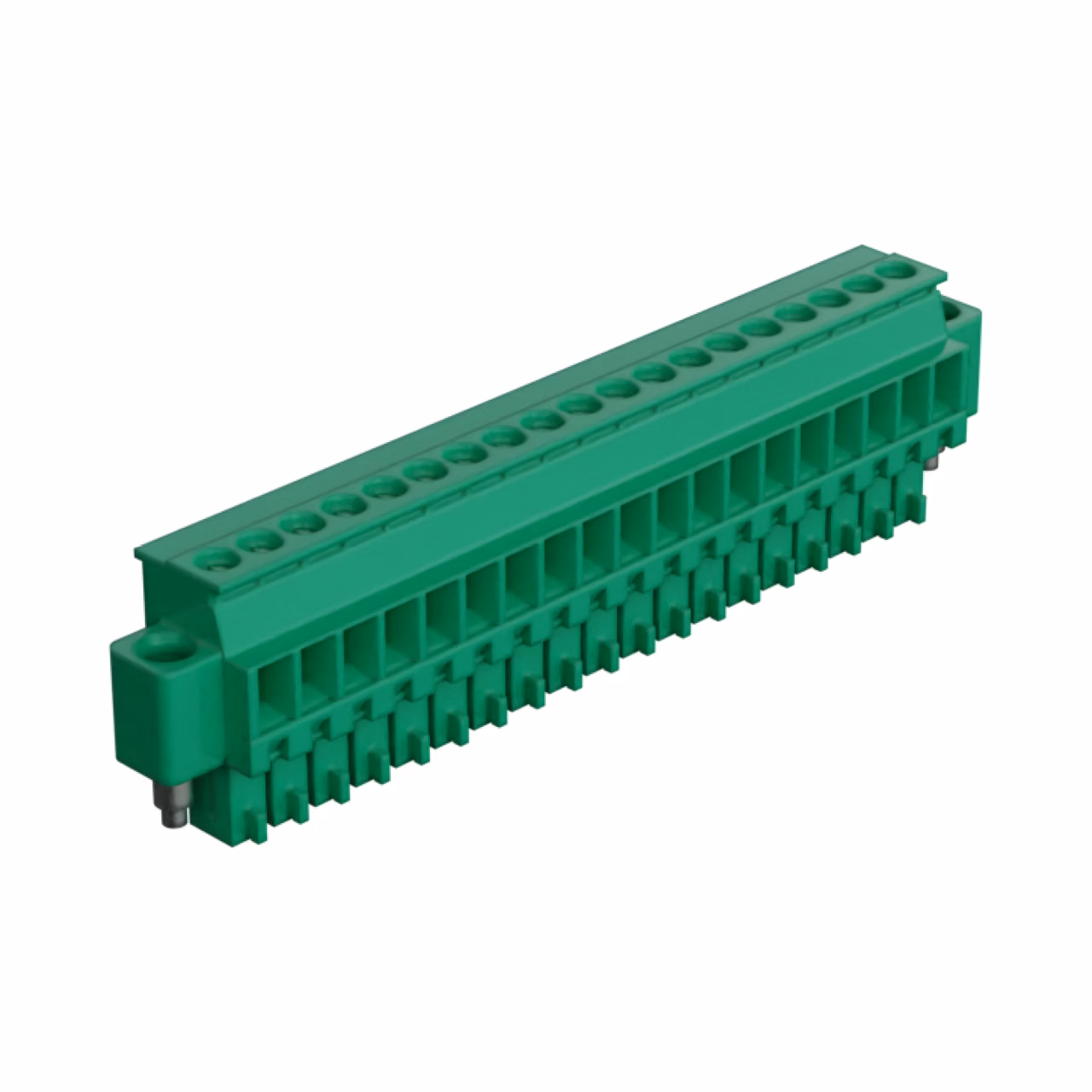3.50mm Pitch Eurostyle Vertical Plug, with Retention Screws, Front Wire Entry, Green Housing, 19 Circuits for sale