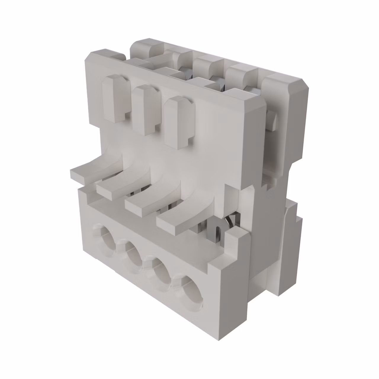 Appli-Mate RAST 2.5 IDT Housing, 2.50mm Pitch, Female, 4 Circuits, Beaded Terminal, Position Keys A & E Removed, Open Endwalls, Polarizing Rib Between Circuits 1 & 2 for sale