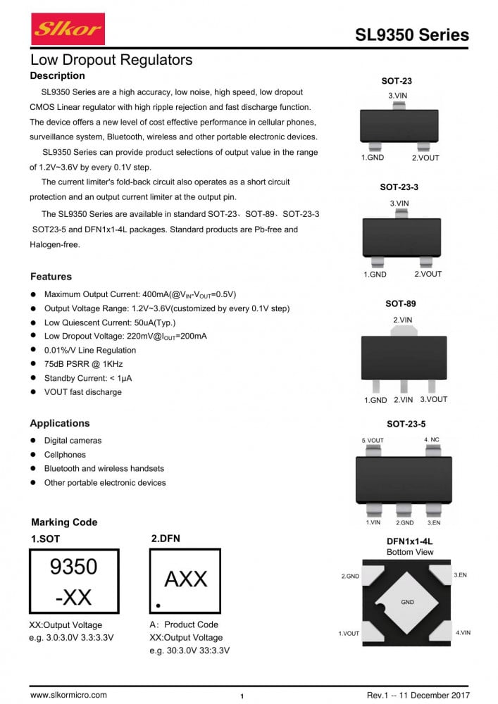 SL9350 datasheet page 1