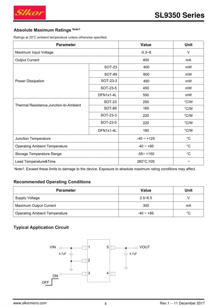 SL9350 datasheet page 3