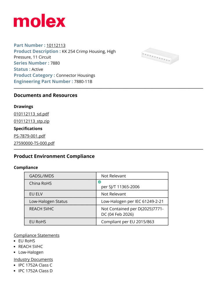 Connector product specification page 1