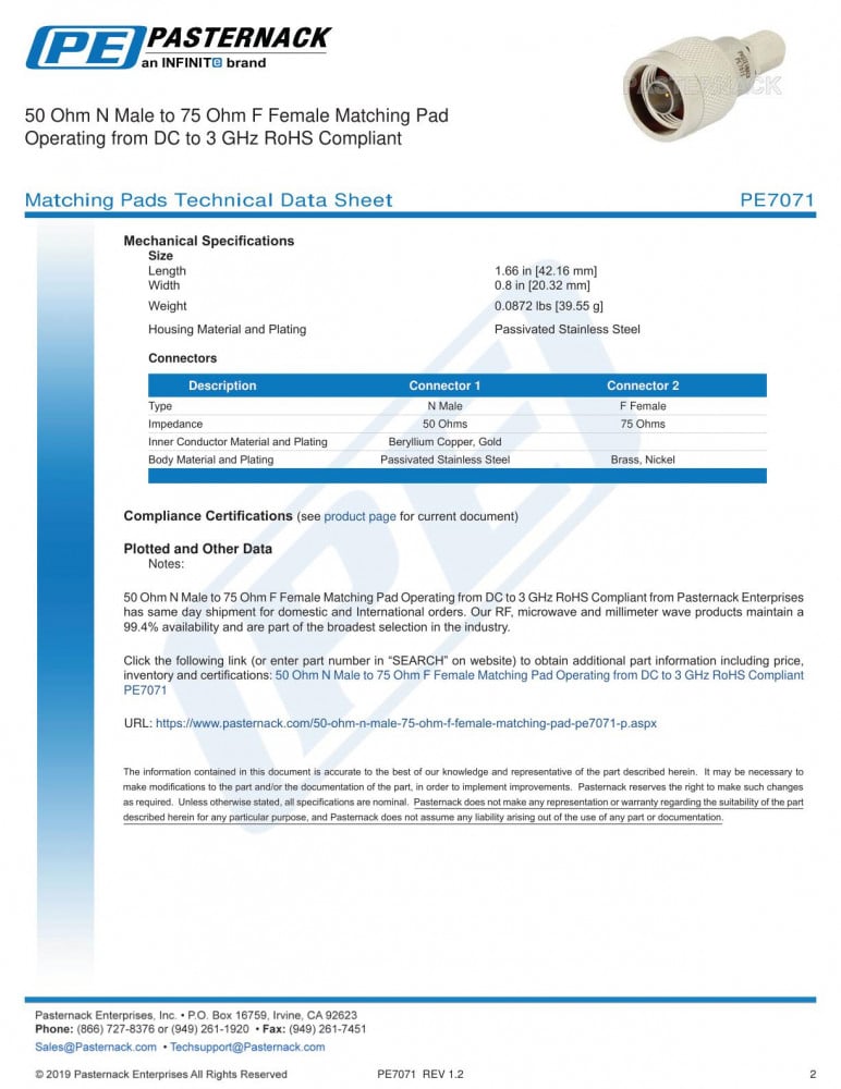 PE7071 technical document page 2