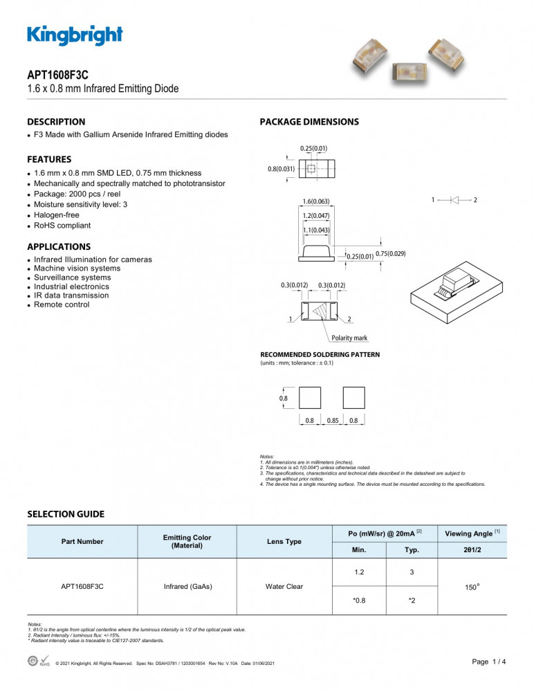 APT1608F3C datasheet page 1