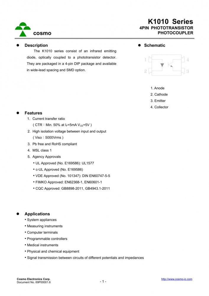 K1010 datasheet page 1