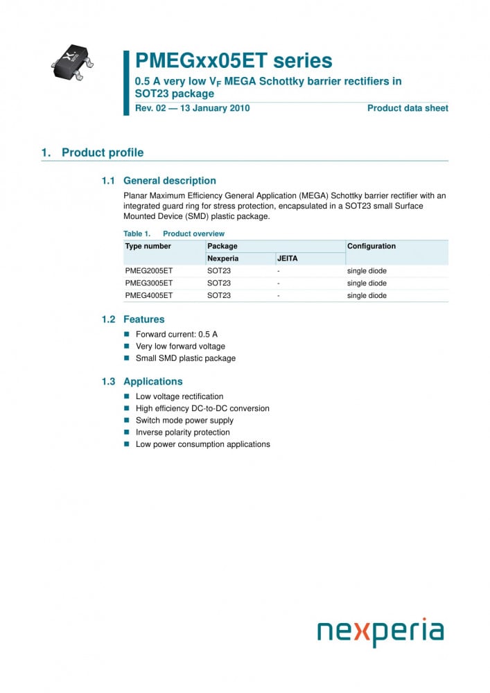 PMEG3005ET datasheet page 1