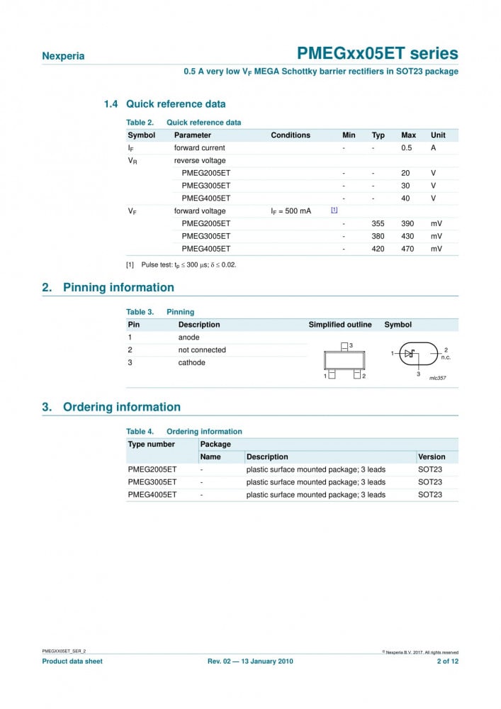 PMEG3005ET datasheet page 2