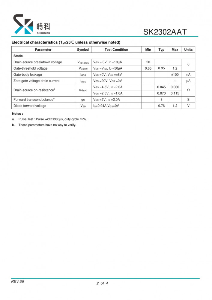SK2302AAT datasheet page 2