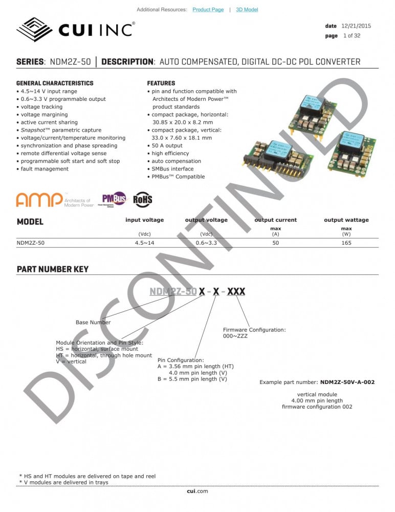 NDM2Z-50HS-A-001 datasheet page 1