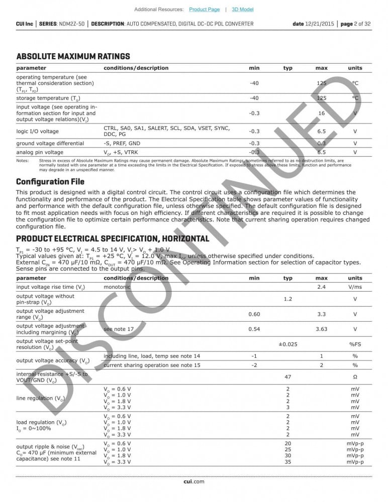 NDM2Z-50HS-A-001 datasheet page 2