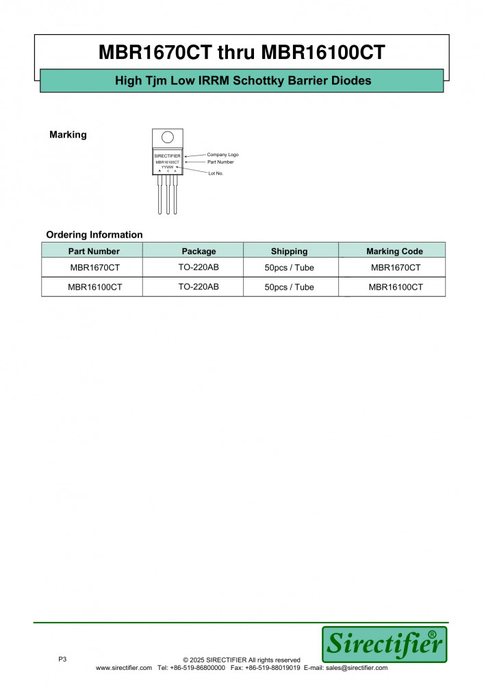 MBR16100CT datasheet page 3