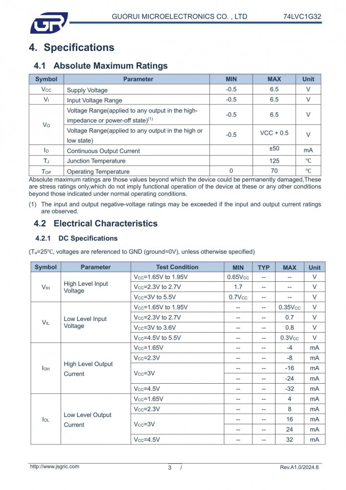 74LVC1G32 technical document page 3