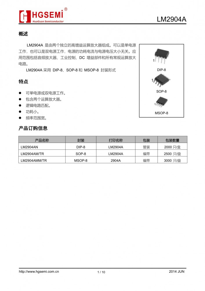 LM2904AMM/TR datasheet page 1