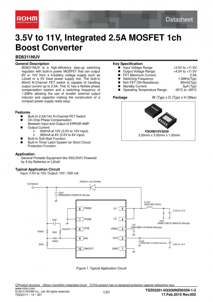 BD8311NUV-E2 technical document page 1