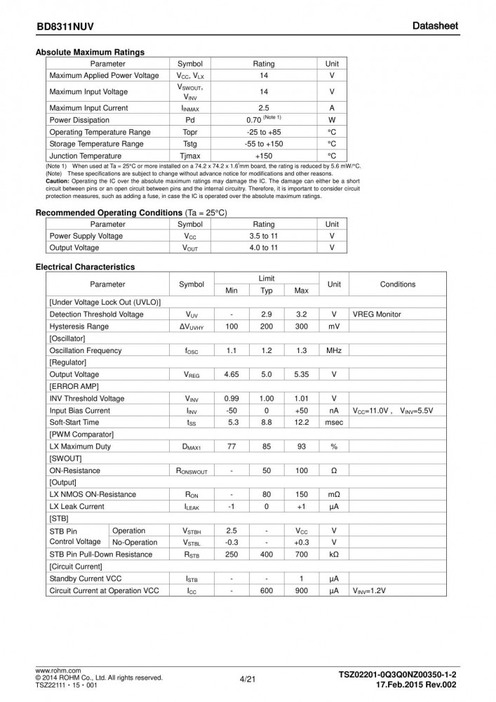 BD8311NUV-E2 technical document page 4