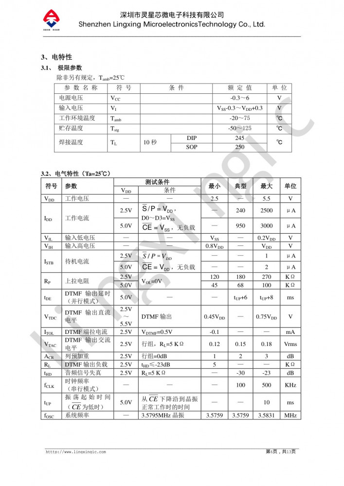 HT9200B datasheet page 6