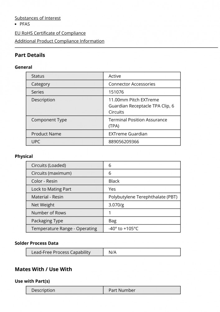 MOLEX Guardian product specification page 2