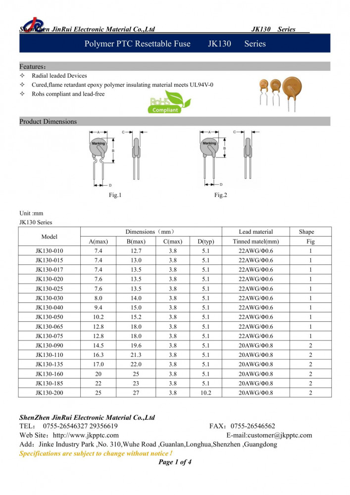 JK130 datasheet page 1