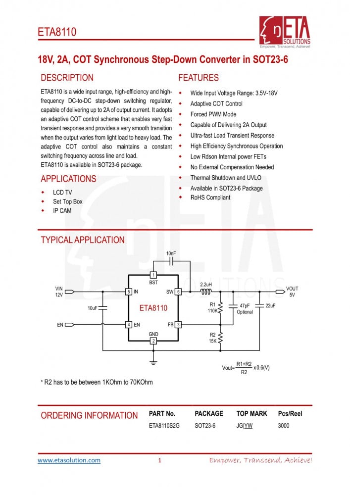 ETA8110S2G datasheet page 1