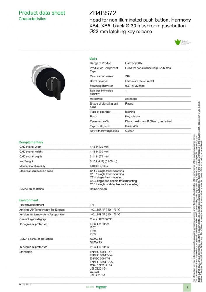 ZB4BS72 technical document page 1