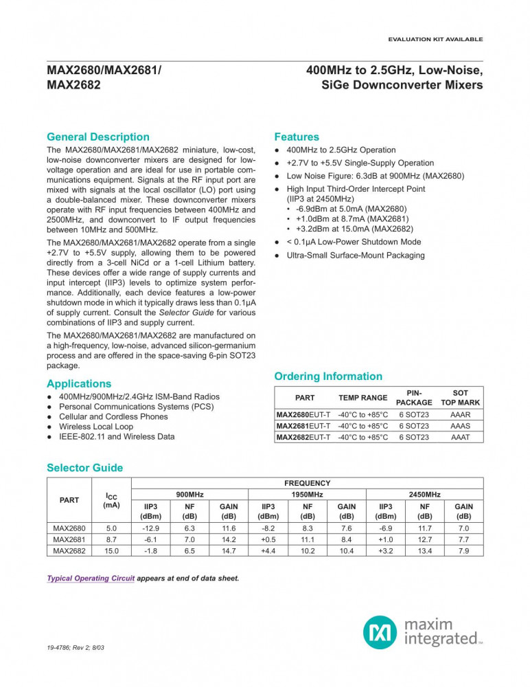 MAX2681 datasheet page 1