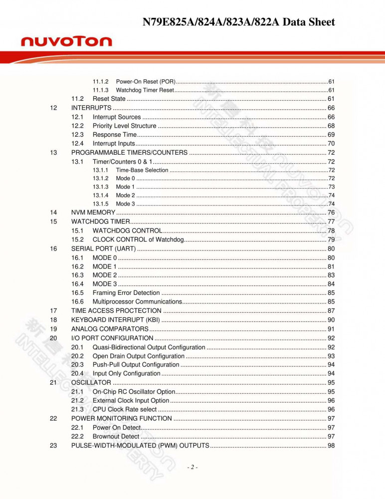 N79E823ARG datasheet page 2