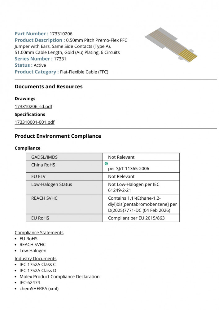 MOLEX 173310206 technical document image 1