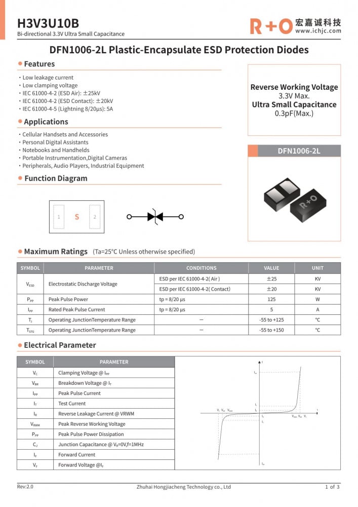 H3V3U10B technical document page 1
