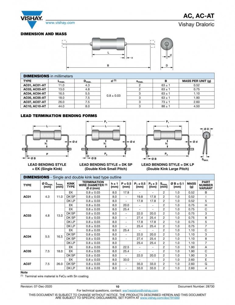 Vishay AC series datasheet page 10