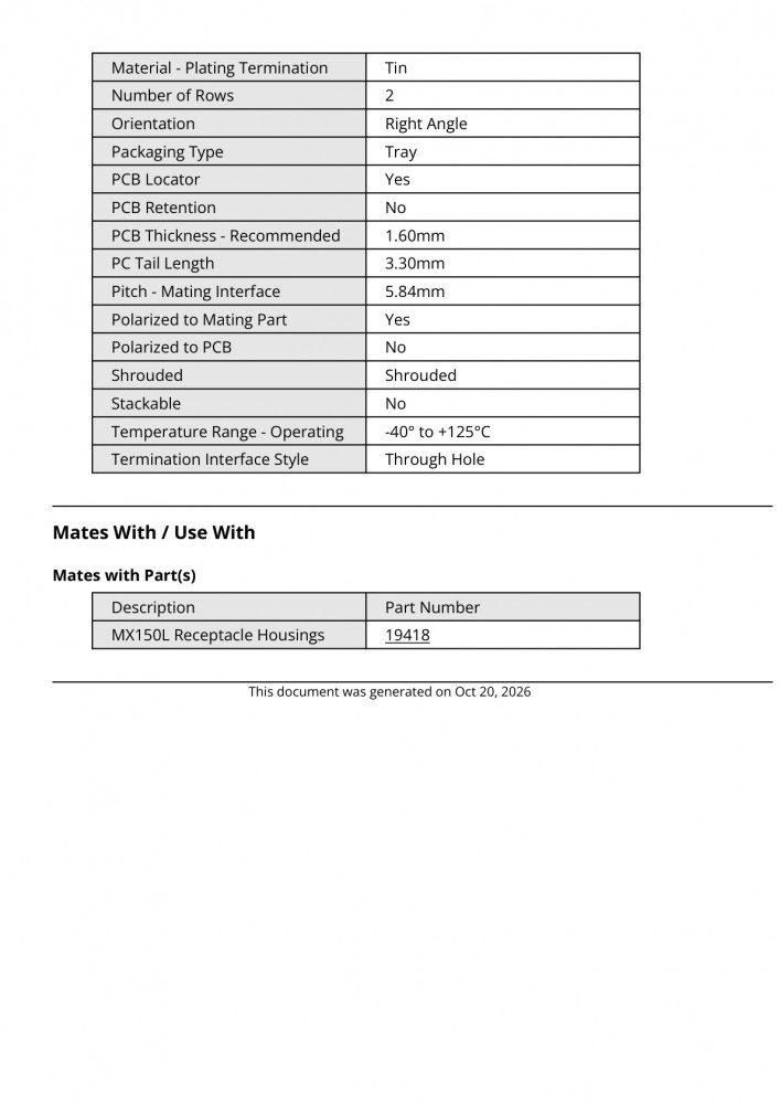 Technical document page 3 for MOLEX 194270107