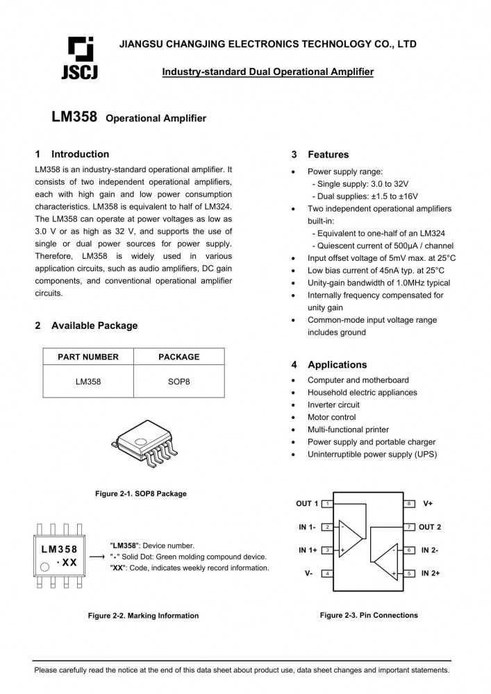 LM358 datasheet page 1